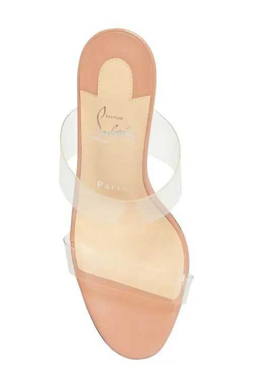 CHRISTIAN LOUBOUTIN Clear Strap Stiletto Slide Sandals - Blush