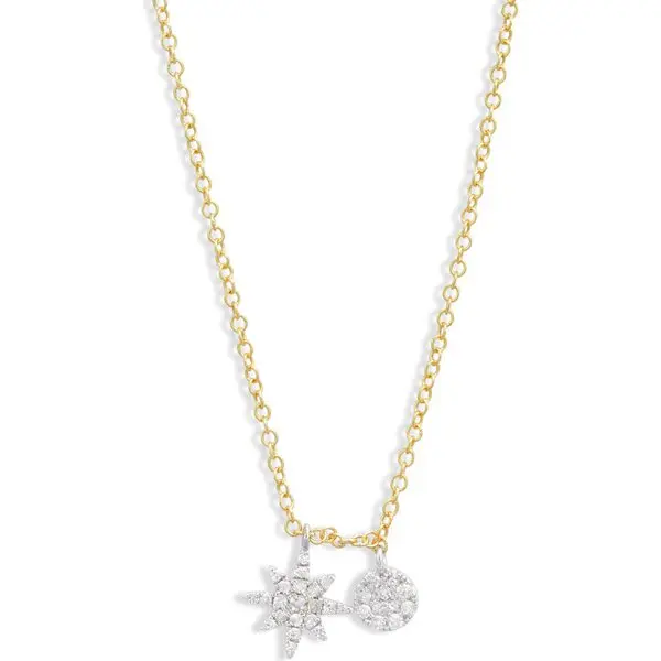 Meira T Dual Diamond Pendant Necklace - Two Toned Yellow Gold