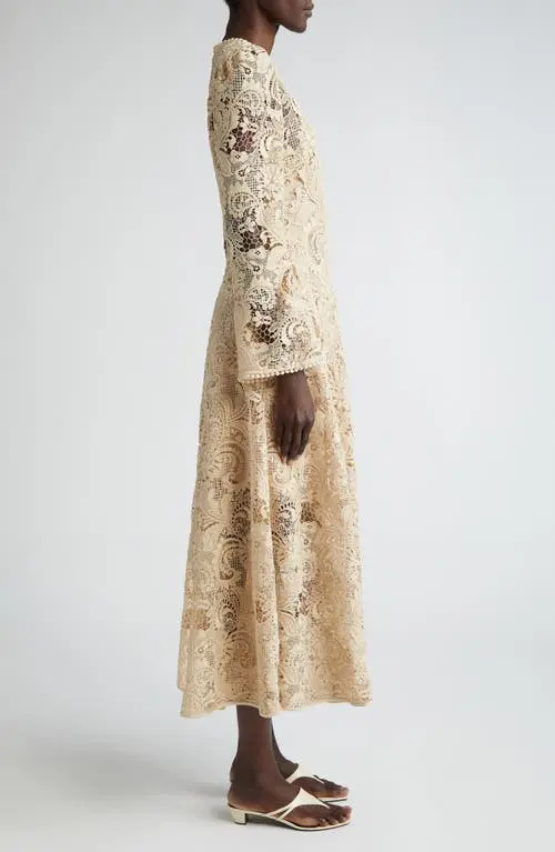 Zimmermann Waverly Long Sleeve Lace Midi Dress In Taupe - 65% Off |  Editorialist