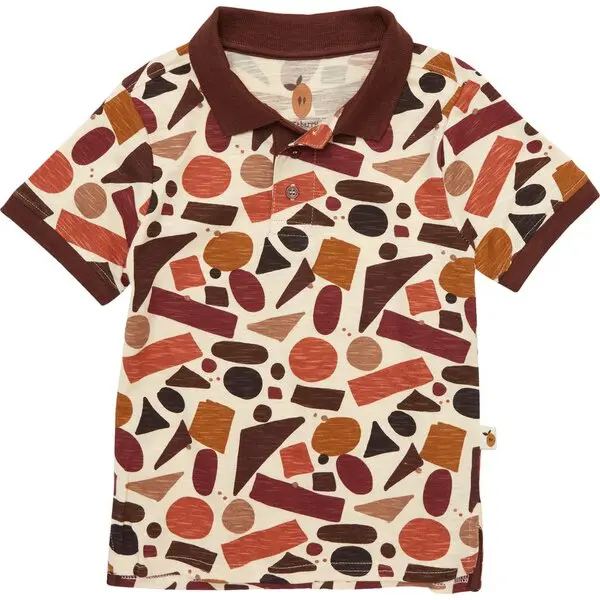 NASEBERRY River Rock Print Organic Cotton Polo - Brown/ Beige