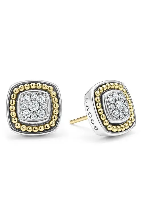 Lagos Rittenhouse Diamond Pavé Stud Earrings In Sterling And 18k Gold