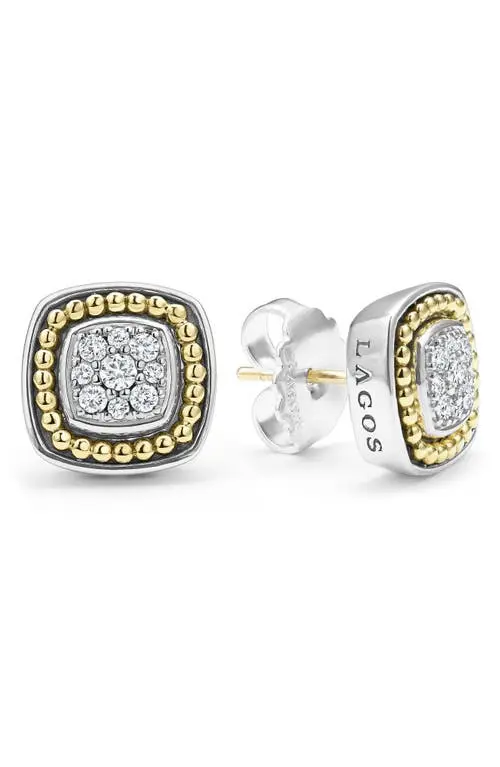 Lagos Rittenhouse Diamond Pavé Stud Earrings In Sterling And 18k Gold - Silver
