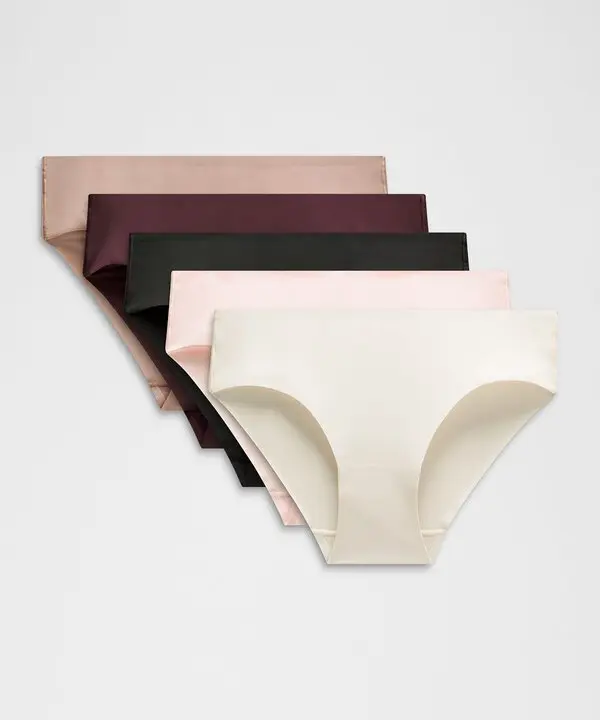 Lululemon Invisiwear Mid-rise Bikini Underwear - Black/light Ivory/twilight Rose/blush Quartz/black Plum