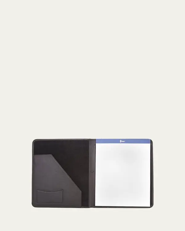 ROYCE NEW YORK Personalized Suede Lined Leather Writing Portfolio - Black