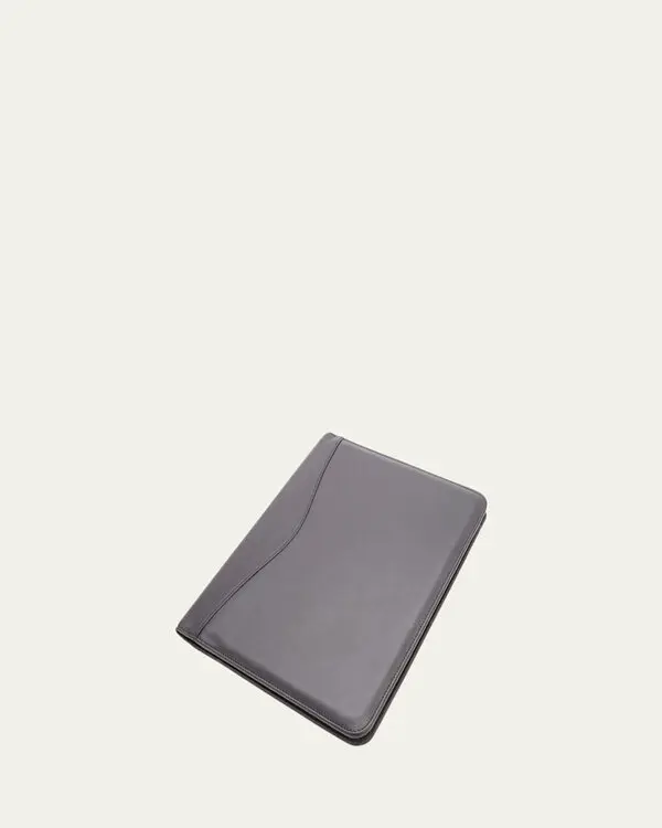 ROYCE NEW YORK Personalized Suede Lined Leather Writing Portfolio - Black