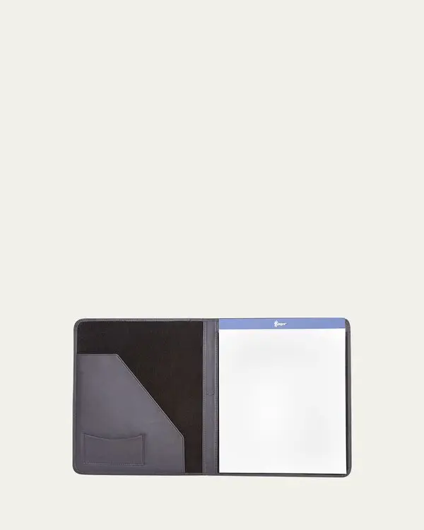 ROYCE NEW YORK Personalized Suede Lined Leather Writing Portfolio - Navy Blue