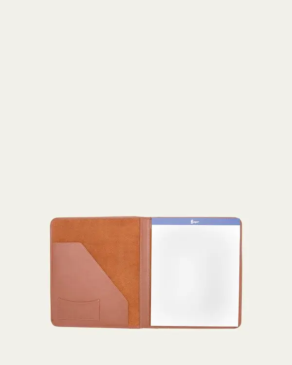 ROYCE NEW YORK Personalized Suede Lined Leather Writing Portfolio - Tan