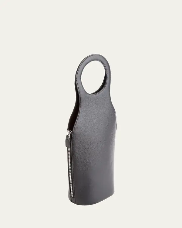 ROYCE NEW YORK Leather Wine/champagne Bottle Carrying Case - Black