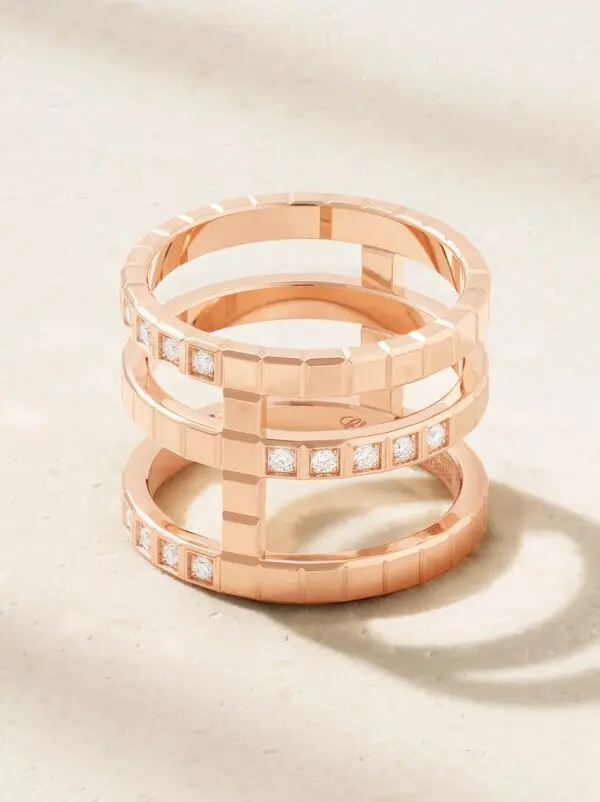 Chopard Ice Cube 18-karat Rose Diamond Ring - Gold