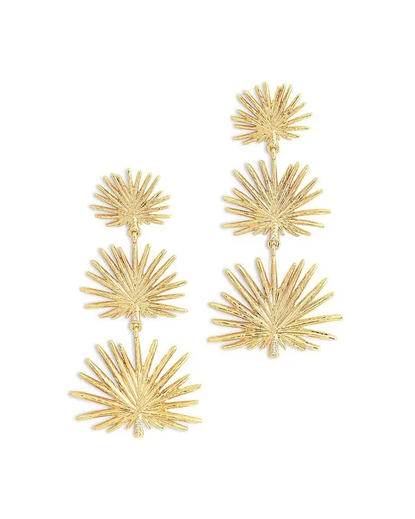 ANABEL ARAM Pave Fan Palm Triple Drop Earrings - Gold
