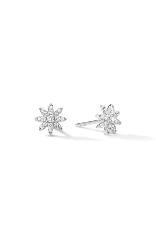 David Yurman Petite Starburst Diamond Stud Earrings - 18k White Gold