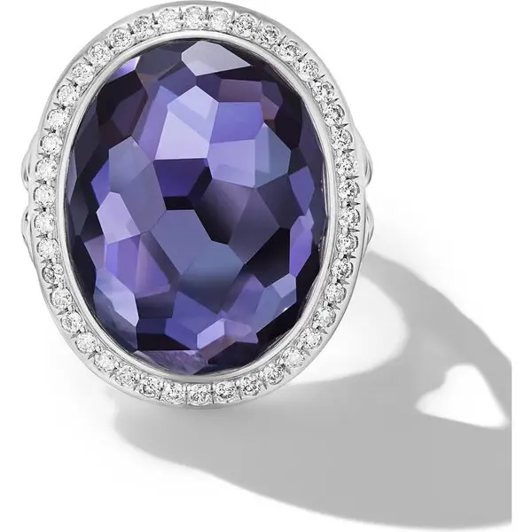 David Yurman Albion Diamond Cocktail Ring - Silver/ Lavender Amethyst