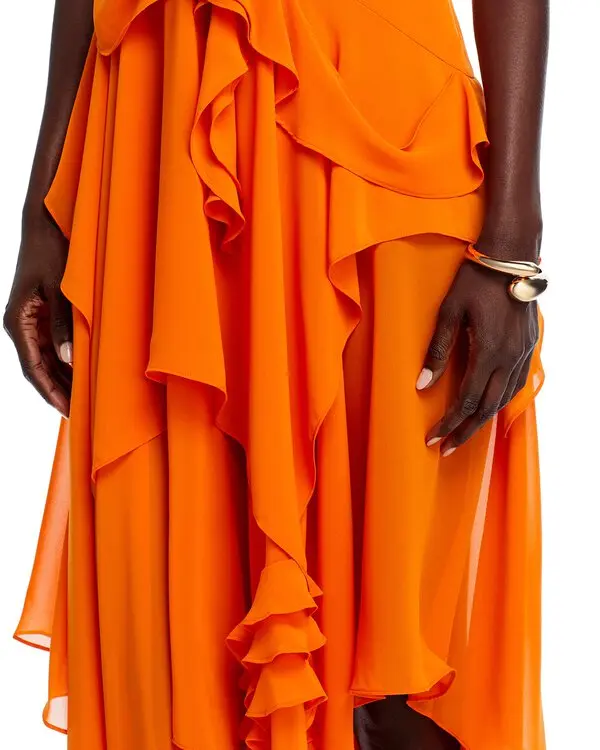 Bcbgmaxazria Sleeveless Ruffle Dress In Orange - 25% Off | Editorialist