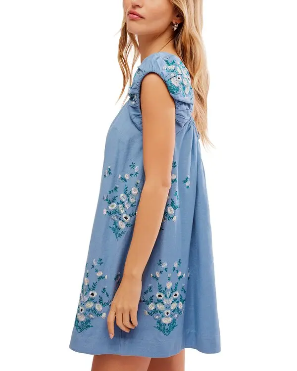 Free People Wildflower Mini Dress In Copen Blue - 74% Off | Editorialist
