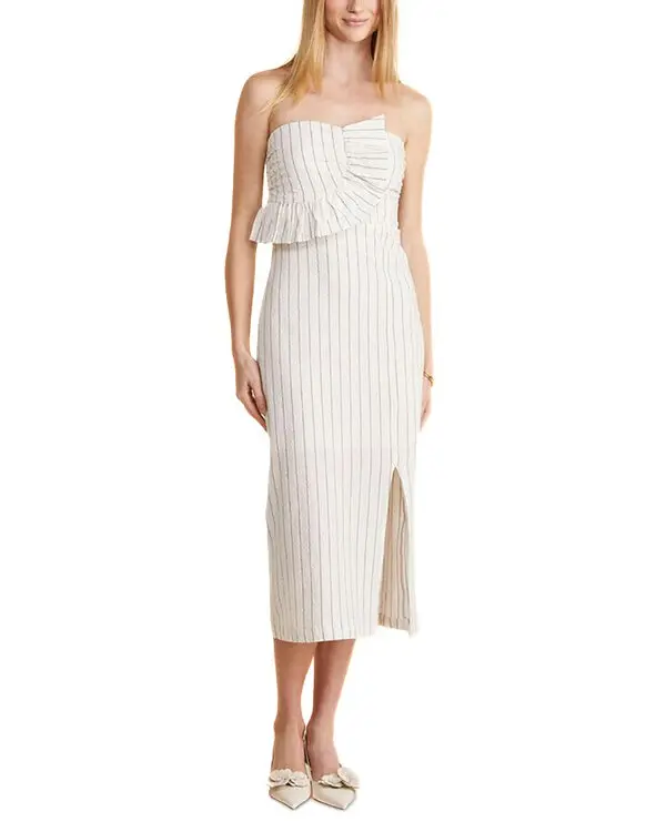 Vineyard Vines Strapless Column Midi Dress In Marsh/Navy - 30% Off |  Editorialist