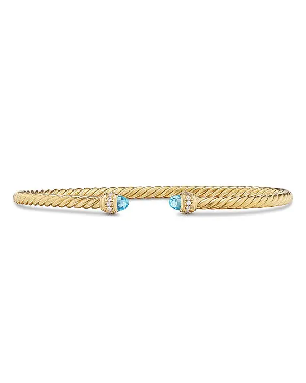 David Yurman 18k Yellow Gold Bracelet With Diamond And Topaz - Blue/gold