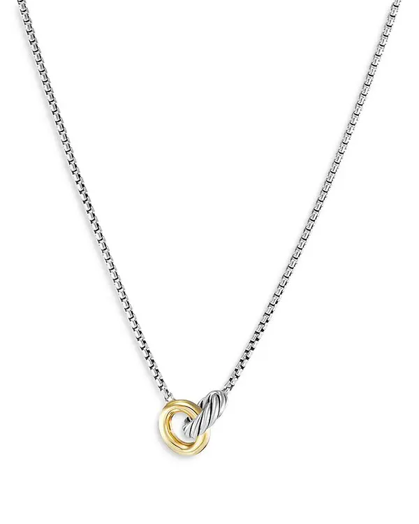 David Yurman Petite Cable Linked Necklace - Silver/gold