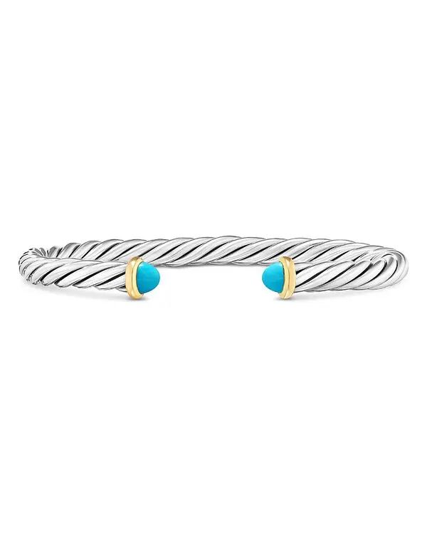 David Yurman Cable Cuff Bracelet With Turquoise - Turquoise/silver