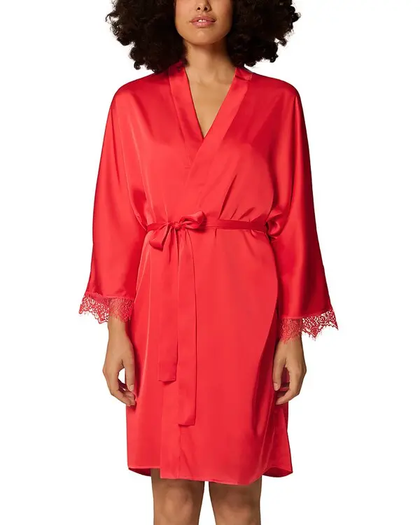 Simone Perele Satin Secrets Kimono Robe - Flamingo
