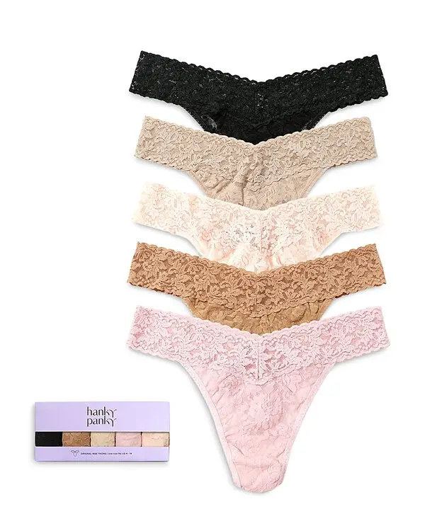 Hanky Panky Original-rise Thongs, Set Of 5 - Multi