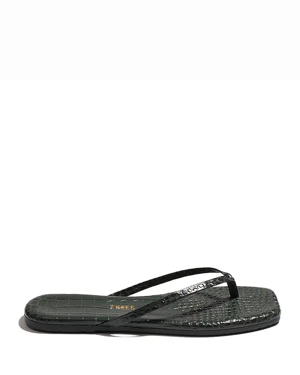 Tkees Lily Square Toe Flip Flops - Emerald Croc