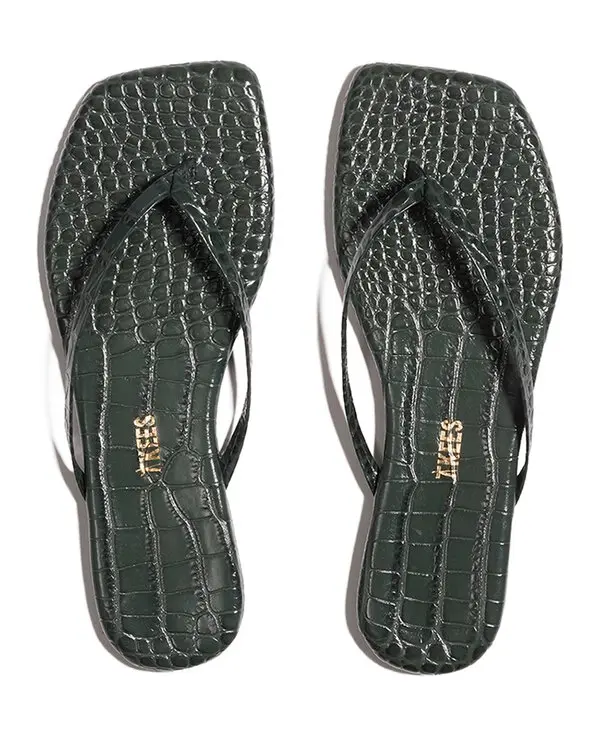 Tkees Lily Square Toe Flip Flops - Emerald Croc
