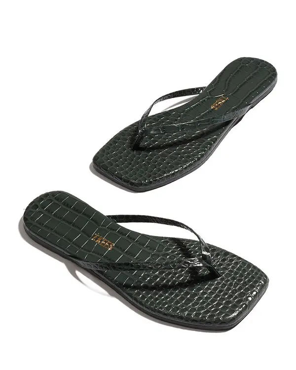 Tkees Lily Square Toe Flip Flops - Emerald Croc