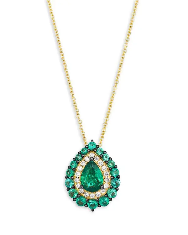 Bloomingdale'S Emerald & Diamond Teardrop Pendant Necklace - Green/gold