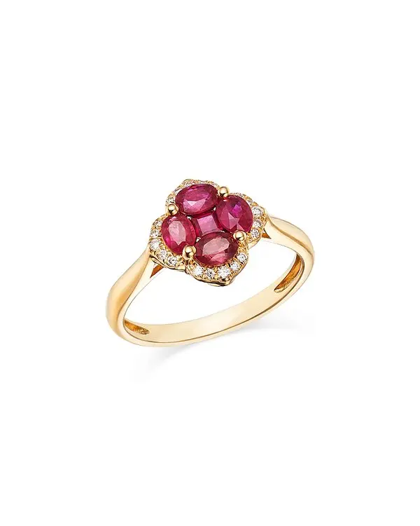 Bloomingdale'S Ruby And Diamond Flower Ring - Pink/gold