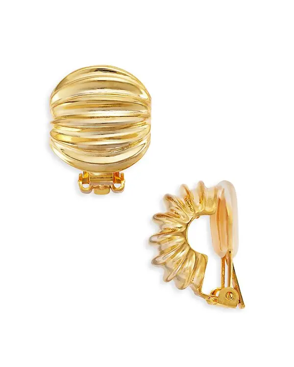 KENNETH JAY LANE Ribbed Button Clip-on Earrings - Gold