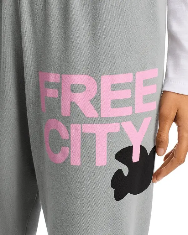 FREECITY Cotton Logo Sweatpants - Silver Cloud
