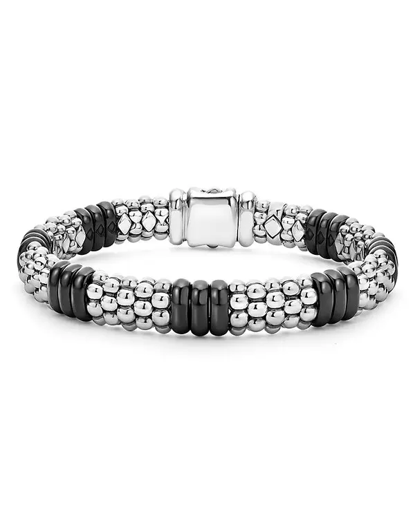 Lagos Sterling Silver Black Caviar Bracelet - Black/silver
