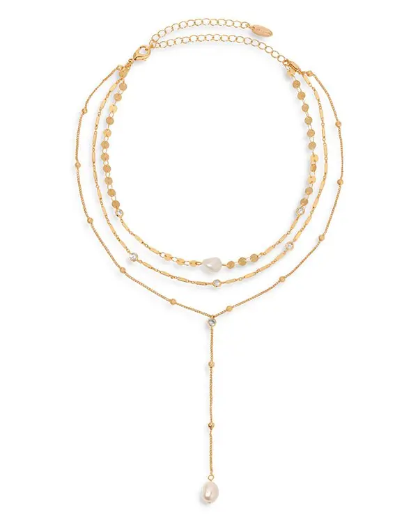 Ettika Freshwater Pearl Multi-chain Choker Necklace - White/gold