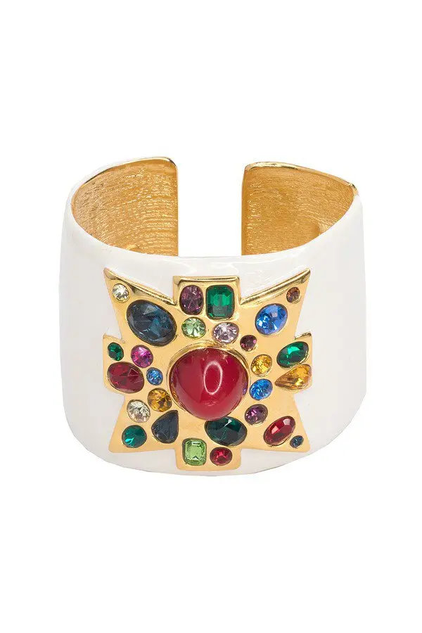 KENNETH JAY LANE Enamel Maltese Cross Cuff - White