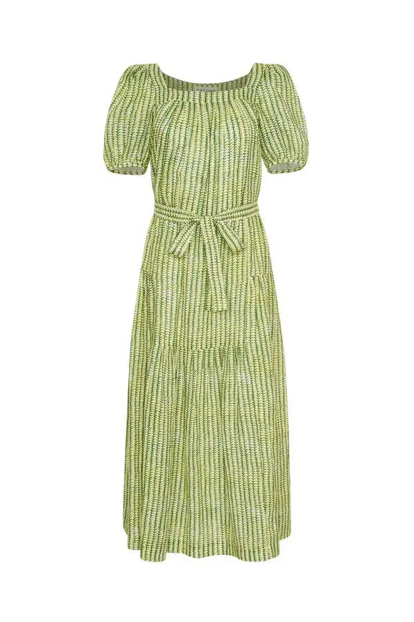 Saloni Yashi Dress In Stem Lemon