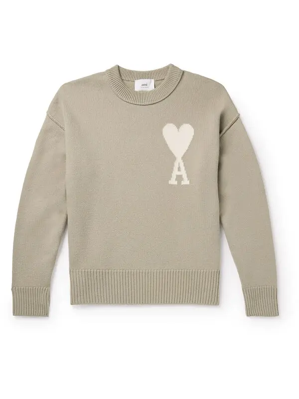 AMI Paris Logo-intarsia Virgin Wool Sweater