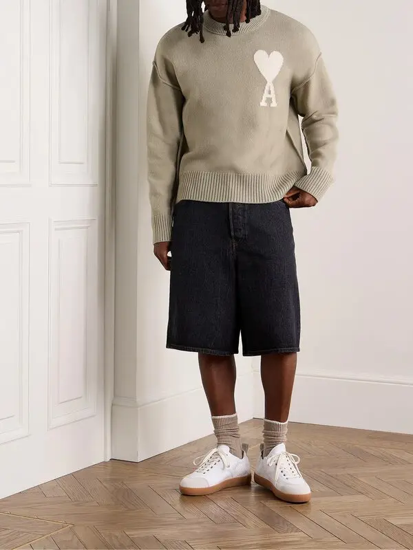AMI Paris Logo-intarsia Virgin Wool Sweater
