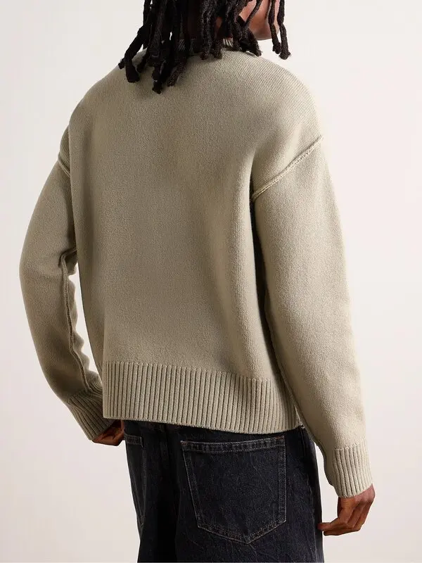 AMI Paris Logo-intarsia Virgin Wool Sweater