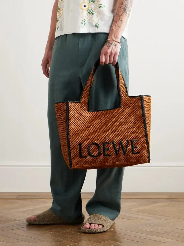 Loewe - Paula’s Ibiza Logo-Embroidered Raffia Tote Bag