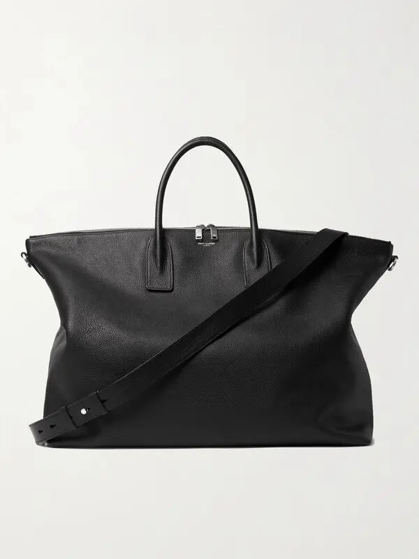Saint Laurent Full-grain Leather Tote Bag - Black