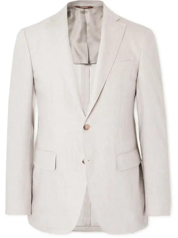 Canali Kei Slim-fit Linen And Wool-blend Suit Jacket