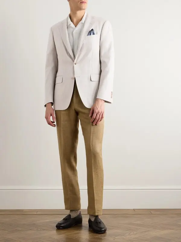 Canali Kei Slim-fit Linen And Wool-blend Suit Jacket
