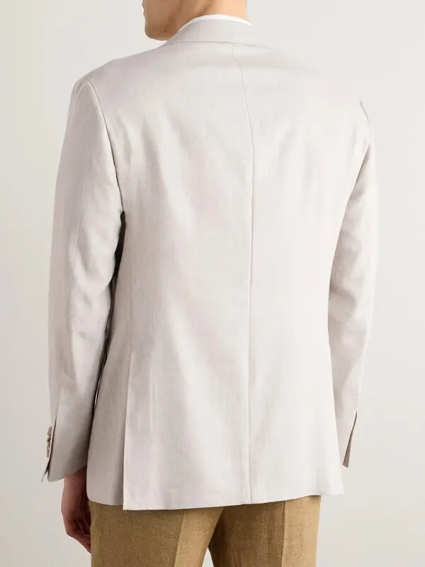 Canali Kei Slim-fit Linen And Wool-blend Suit Jacket
