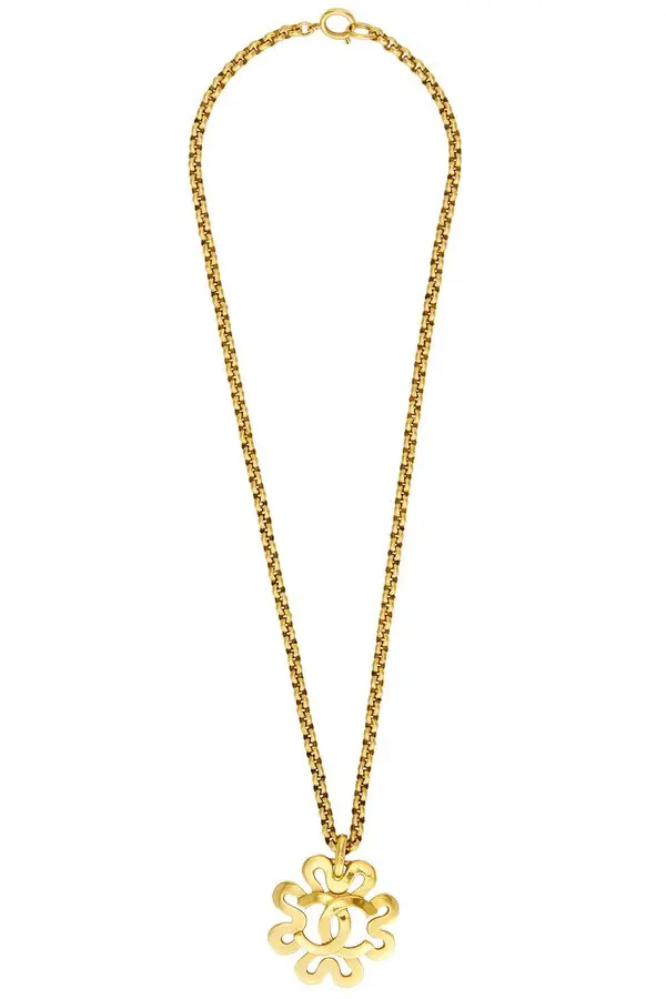 Chanel 1995 Cc Flower Necklace - Gold