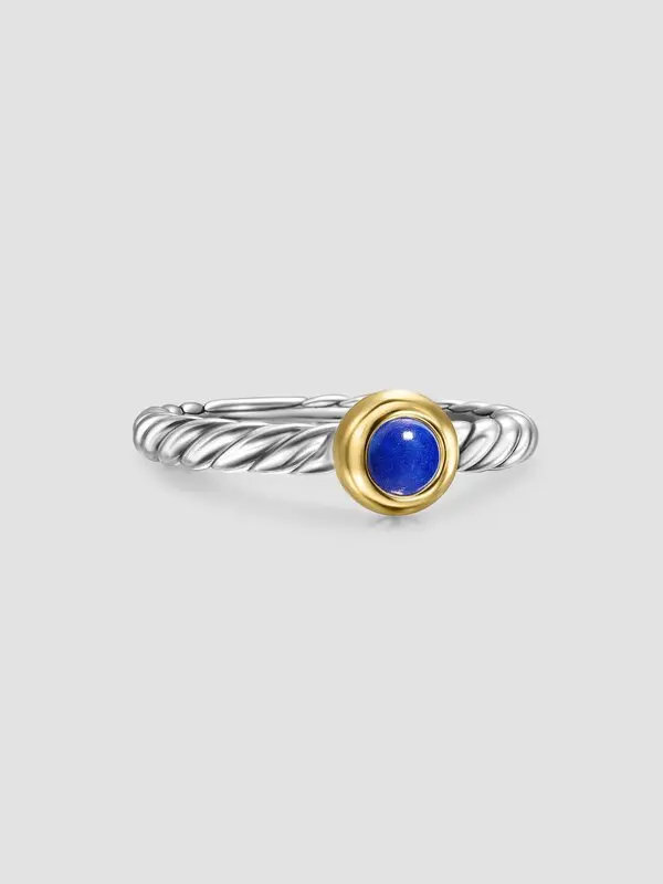 David Yurman Petite Cable Ring In Sterling - Lapis Lazuli
