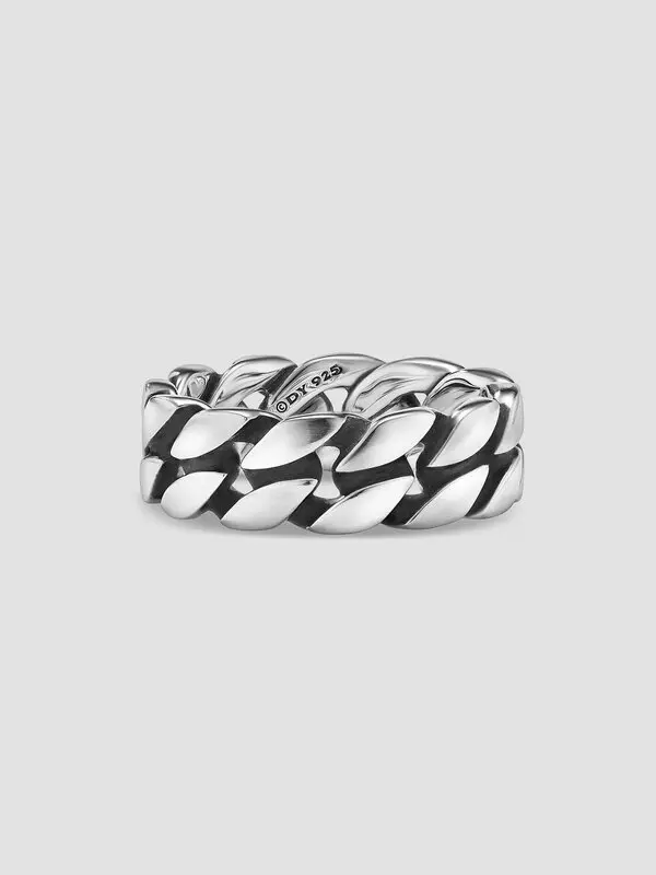 David Yurman Curb Chain Band Ring In Sterling 8mm