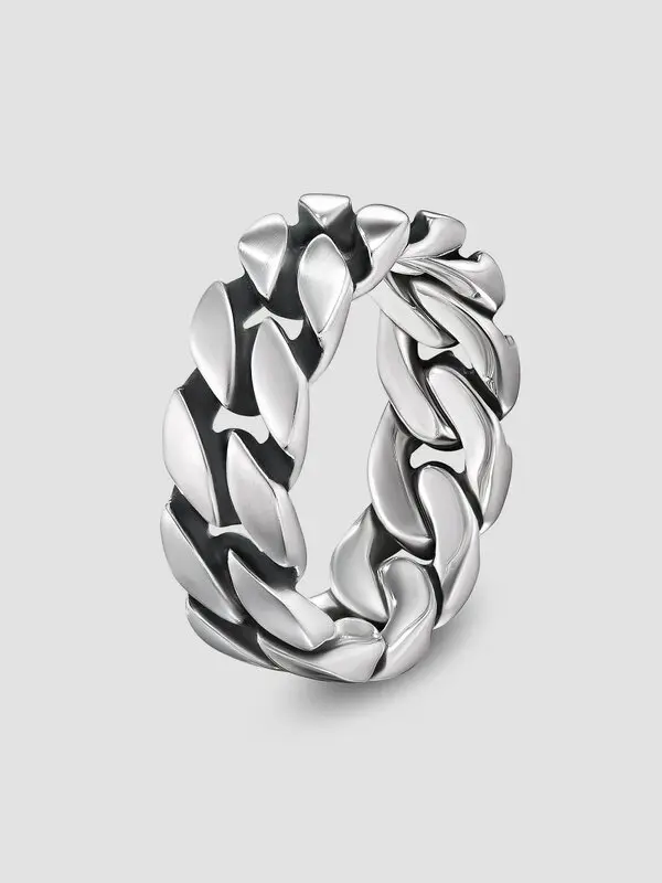 David Yurman Curb Chain Band Ring In Sterling 8mm