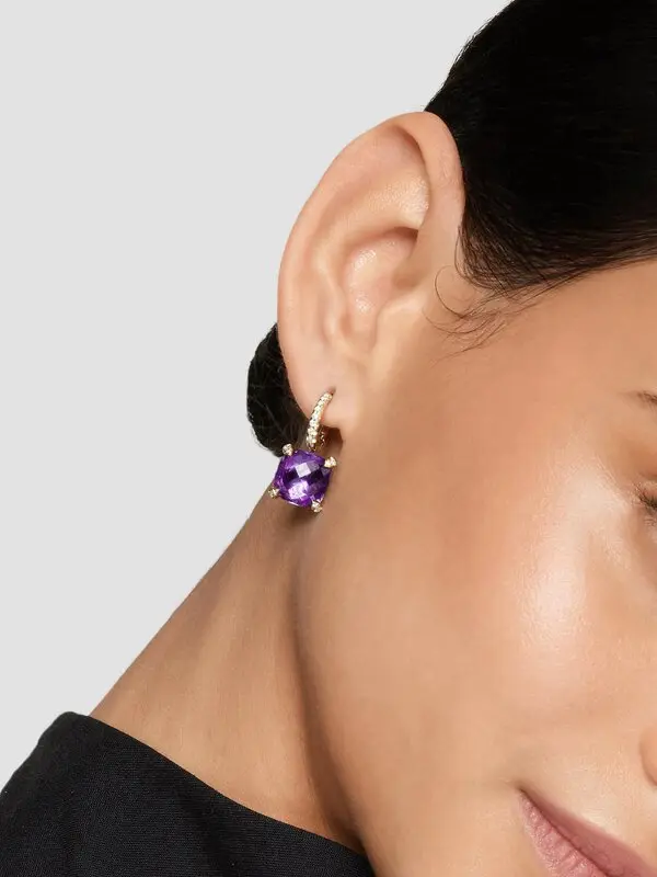 David Yurman Chatelaine Drop Earrings In 18k Yellow Gold - Amethyst