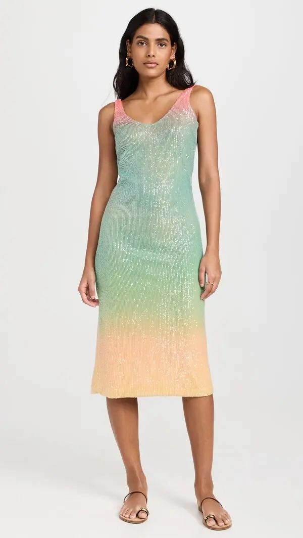Dur Doux Ombre Sequined Midi Dress In Seagrass - 75% Off | Editorialist