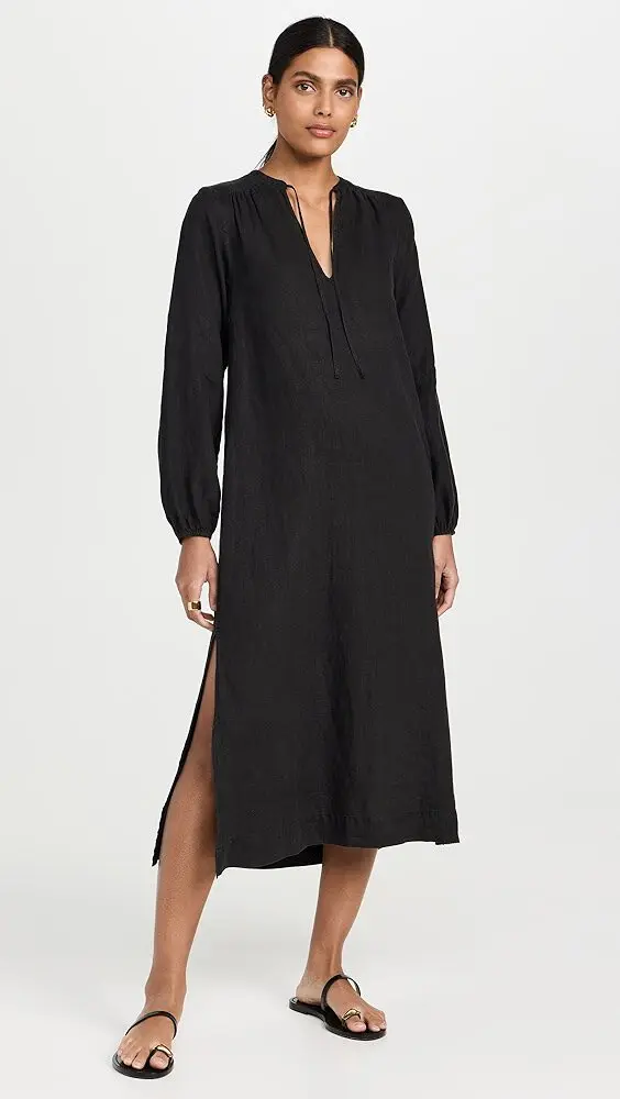 chinese dress ladies Linen Halter Dress - Black